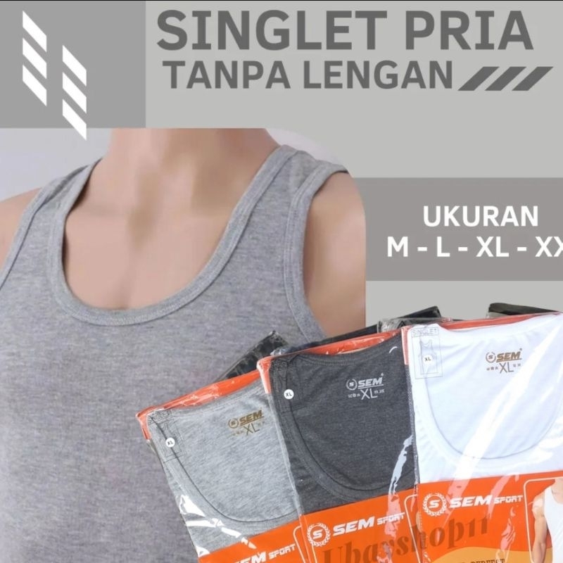 Jual KAOS DALAM PRIA SEM SPORT / SINGLET COWOK TANKTOP WARNA POLOS | Shopee Indonesia