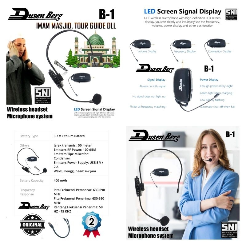 Jual Mic Bando/Headset Dusenberg B-1 Mic Wireless Dusen Berg B-1 ...