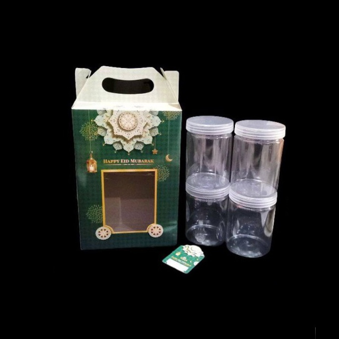 Jual ( 5 pcs ) Box 4 Toples Tabung 800ml Eid Mubarak Kardus Jinjing ...