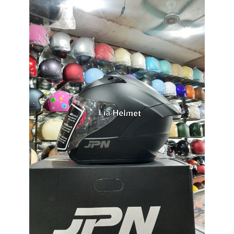 Jual HELM HALF FACE JPN KYOSHI POLOS HITAM DOP / HELM JPN KYOSHI HITAM ...