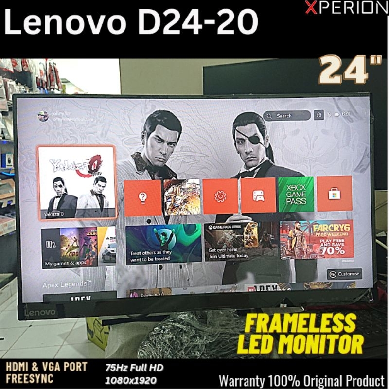 Jual LED Monitor PC bekas like new 24" 22" 19" 16" Lenovo samsung LG HP ...