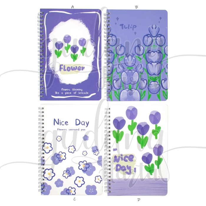 Jual Notebook A5 Spiral Purple Flower Series Buku Motif Bunga Ungu GH ...