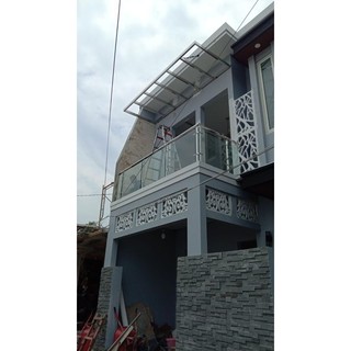 Jual Tiang railing tangga kaca minimalis / Railing kaca stainless kotak ...