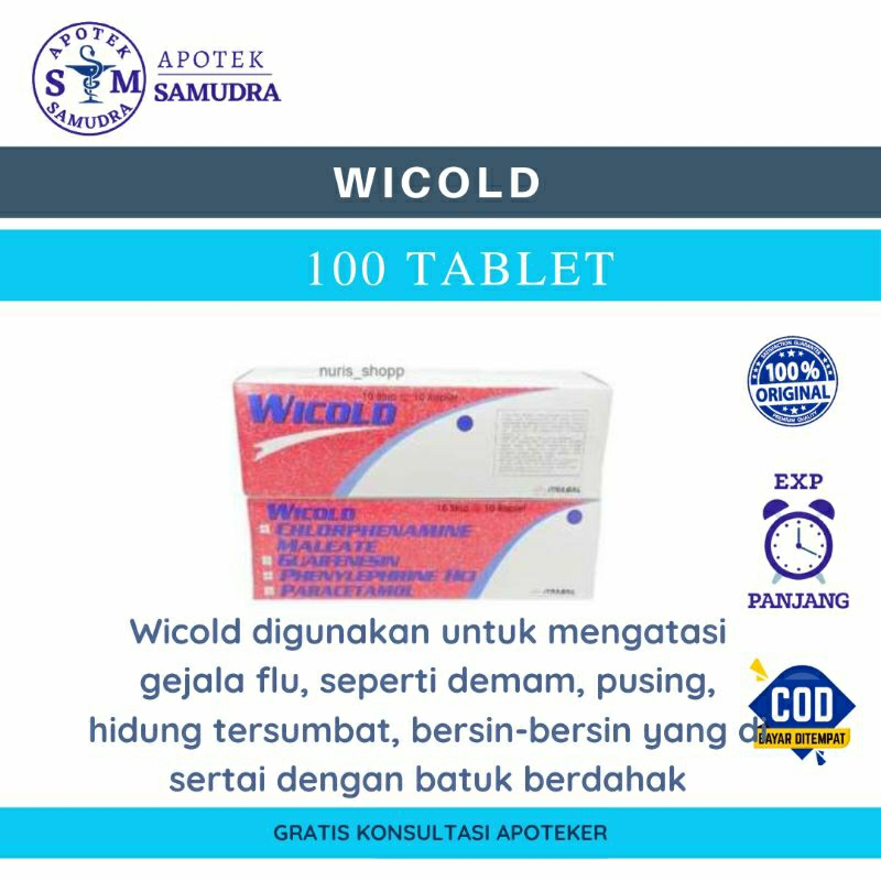 Jual WICOLD KAPLET - 1 BOX ISI 10 STRIP (Obat untuk mengatasi gejala ...