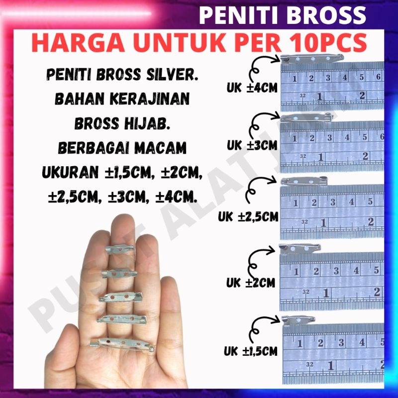 Jual PENITI BROS LENGKAP UKURAN 1,5CM - 4CM PIN BROSS PENITI LUBANG 2 ...
