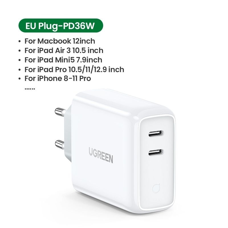 Jual Ugreen Pd 36w Wall Charger Dual Port Type C Qc4 0 3 0 Fast