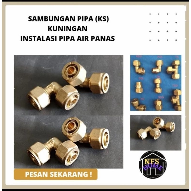 Jual KS Knee Kuningan Sambungan Pipa Air Panas Water Heater 1/2" | Shopee Indonesia