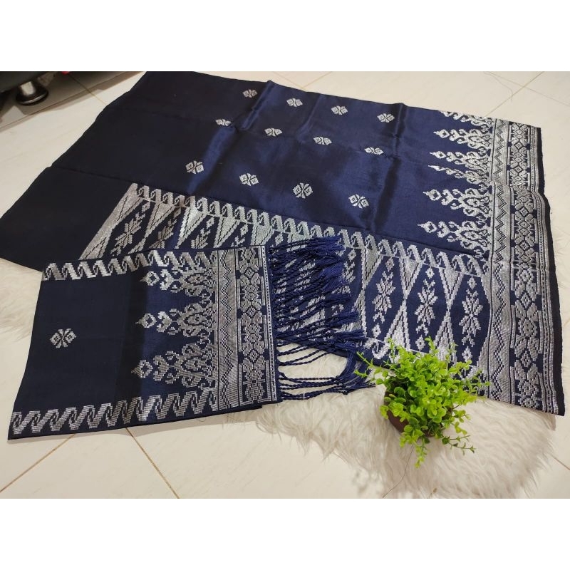 Jual songket silungkang warna blueblack silver/ navy silver ( Dongker) | Shopee Indonesia