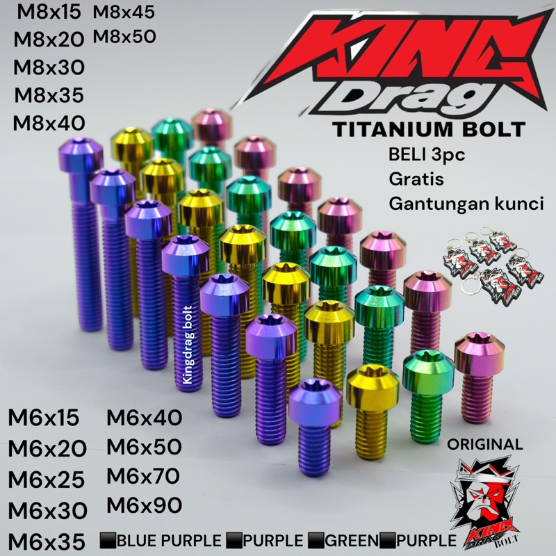 Jual baut TITANIUM 02 original KINGDRAG THAILAND M8x15 m8x20 m8x25 ...