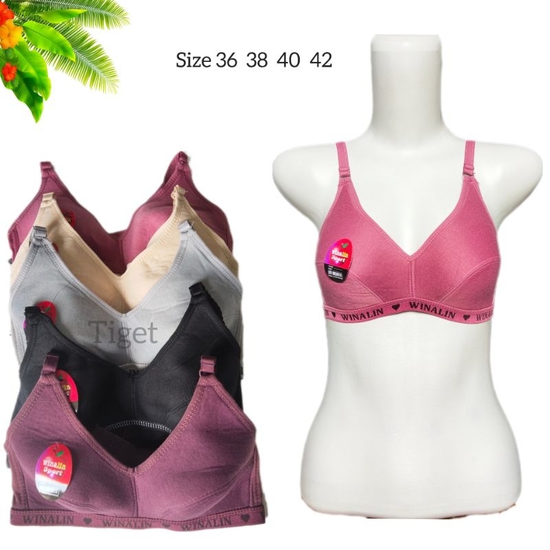Jual BH Bra Sport Winalin Wanita Perempuan Dewasa Remaja Tanpa Kawat dan Busa Tipis Ukuran 36 38 ...