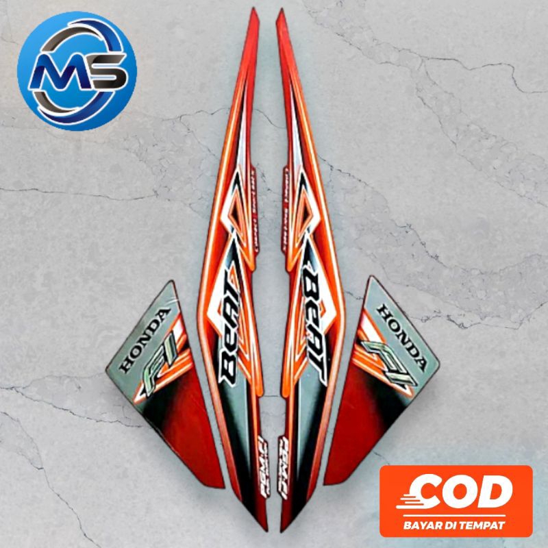Jual Stiker Striping Motor Beat Fi 2013 Merah Sticker Lis Body Standar ...