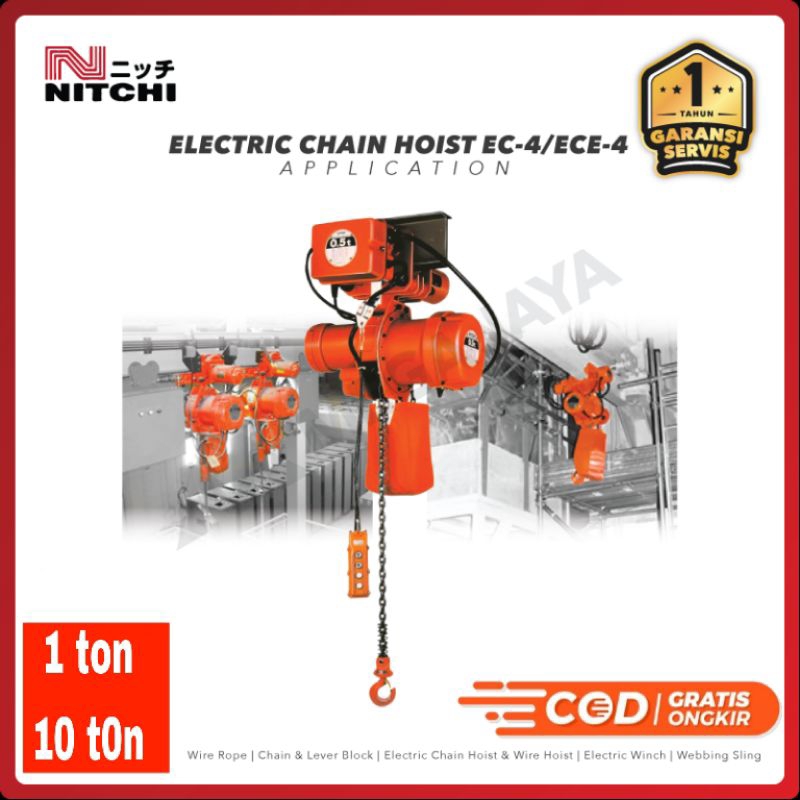 Jual Electric chain hoist Nitchi MH5 2 ton 6 meter (plus trolly ...
