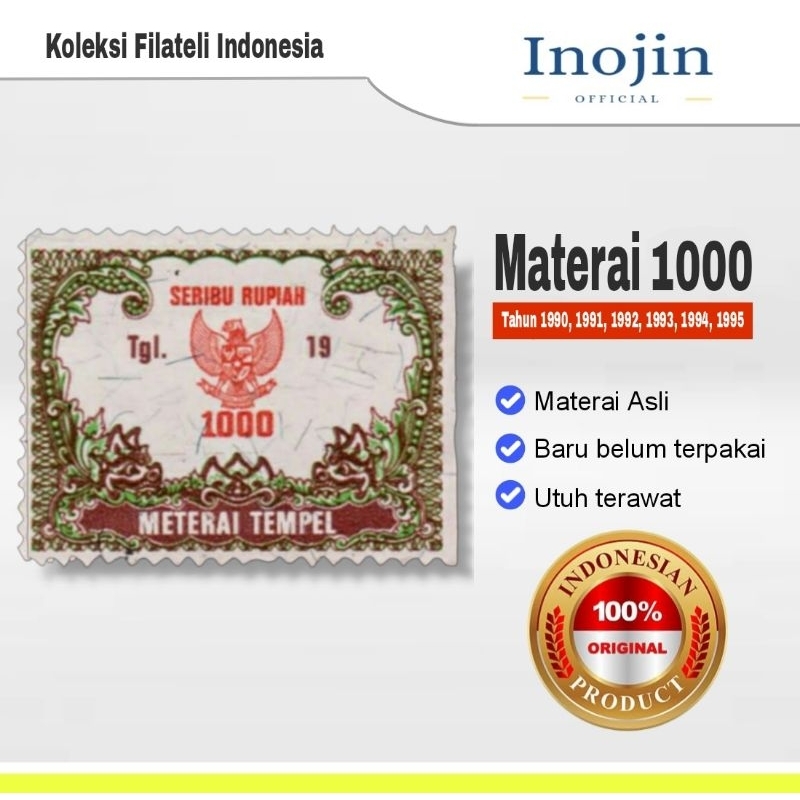 Jual Materai 1000 Tahun 1991 1992 1993 1994 1995 Perangko Matrai Tempel ...