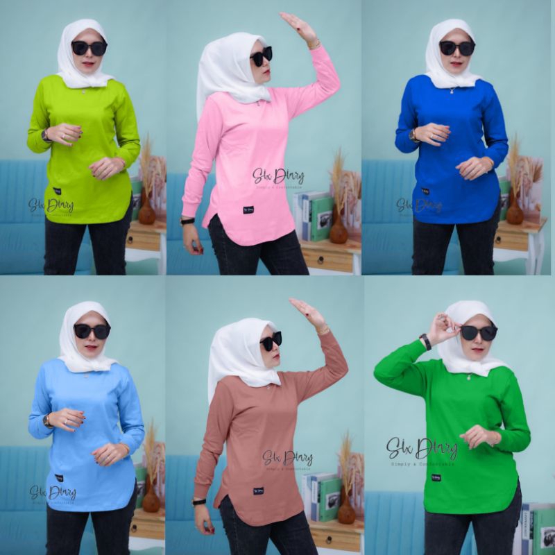 Jual Baju wanita Kaos Polos Lengan Panjang Wanita Original Six Diary ...