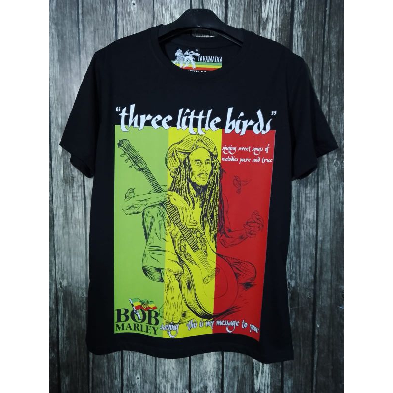 Jual KAOS BOB MARLEY THREE LITTLE BIRDS BLACK | Shopee Indonesia