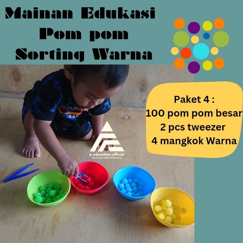 Jual Sorting Warna Pompom / mainan edukasi pom pom Lengkap A Education ...