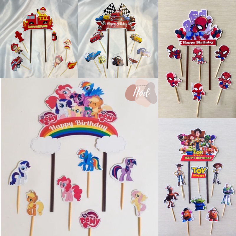 Jual Topper HBD Karakter Set Hiasan Kue Kartun Tulisan Happy Birthday ...