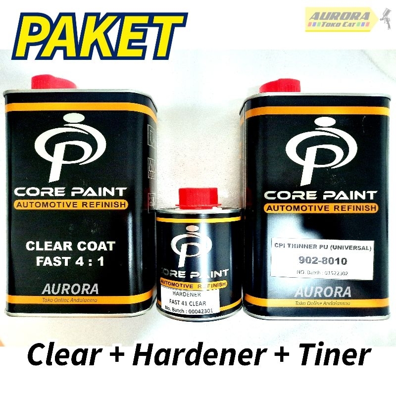 Jual PAKET Core Paint Clear Coat Fast 4:1 + Hardener + Tiner PU 1Liter ...