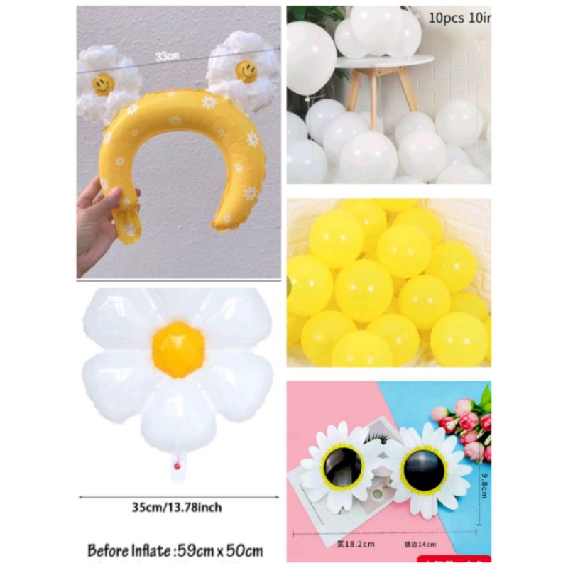 Jual balon bunga daisy tanggung, kacamata daisy, balon bando daisy ...
