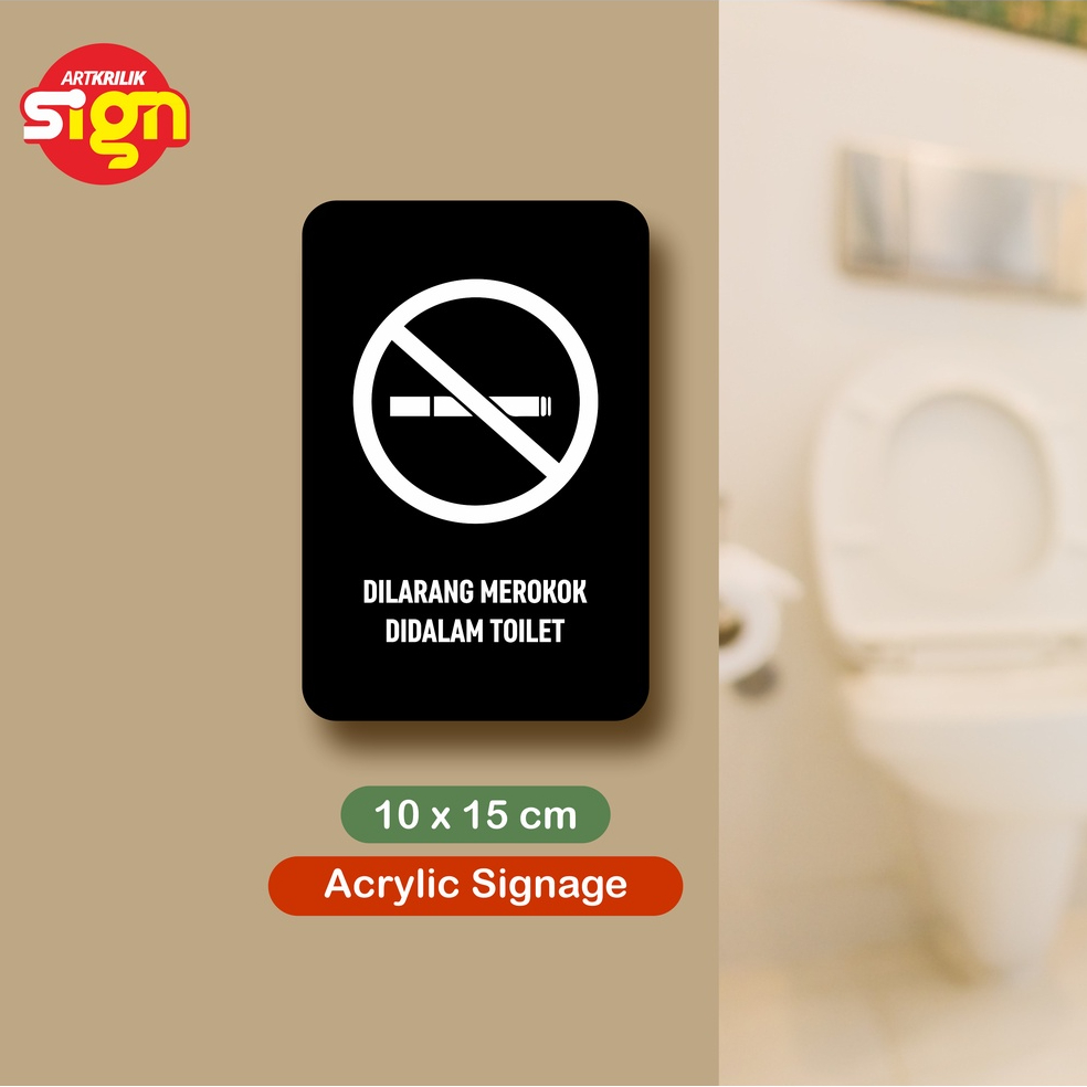 Jual Acrylic Signage || Sign Larangan Toilet - 10 x 15 | Shopee Indonesia