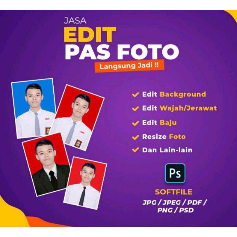 Jual edit pas foto, edit latar belakang/edit baju/edit muka | Shopee ...