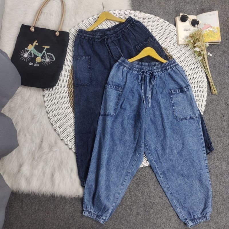 Jual JOGBOY JOGER BOYFRIENDS SAKU JEANS 100KG JUMBO WANITA LEGGING - BISA COD | Shopee Indonesia