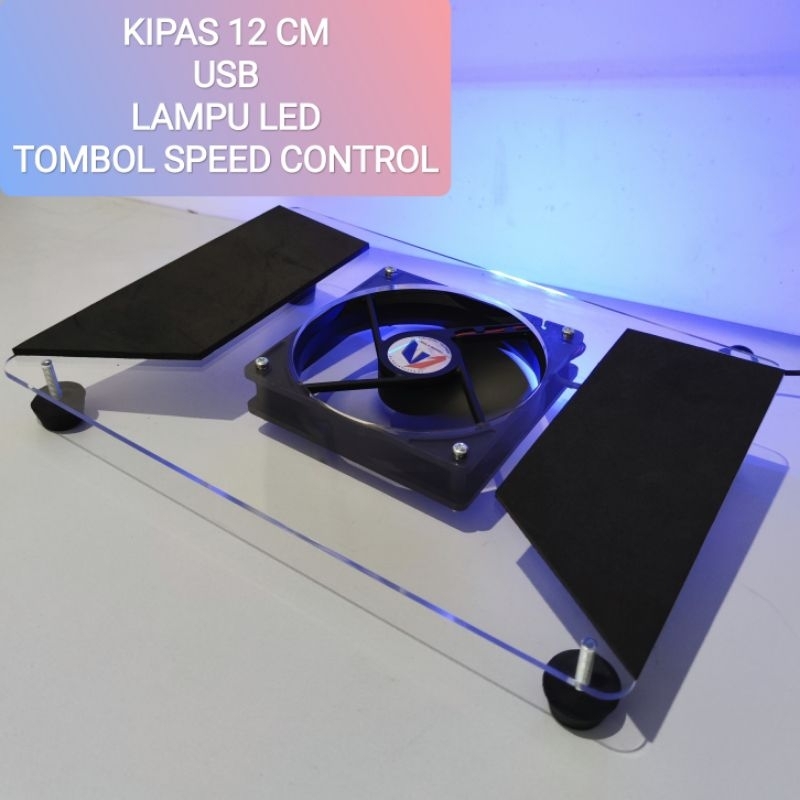 Jual Cooling pad laptop SILENT USB / 12V Fan 12CM LED dan tombol speed ...