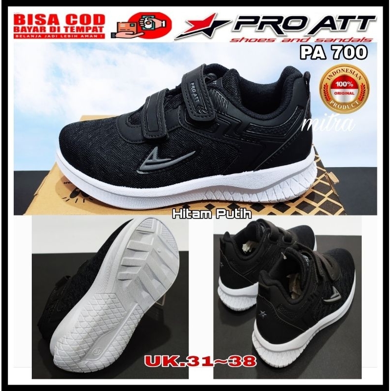 Jual PRO ATT Sepatu Sneakers Sekolah Anak Kecil Tanggung Tren Kekinian Cowok Cewek Hitam Putih ...