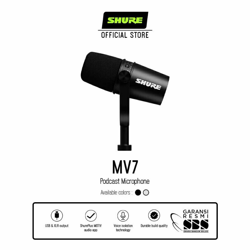 Jual Shure MV7 - USB And XLR Cable Podcast Microphone Mic Mik ...