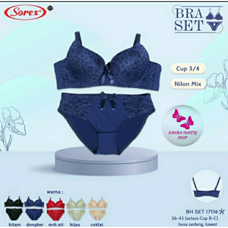 Jual Bra Set 17116 Kawat Kait 3 Busa sedang ( 36 - 42 ) | Shopee Indonesia