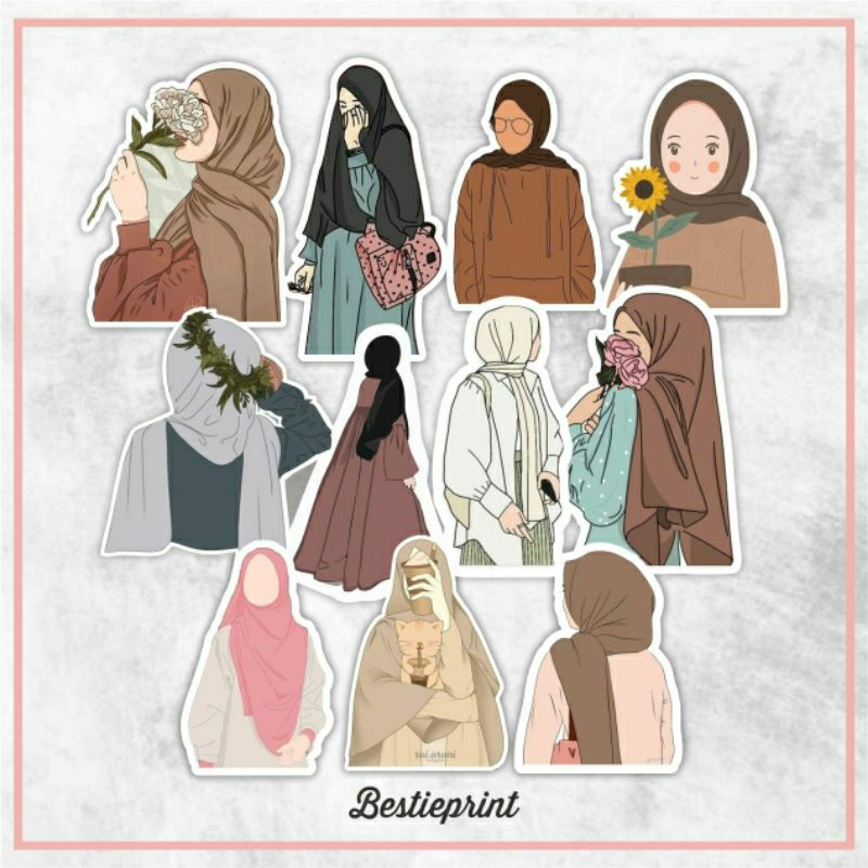 Jual STIKER AESTHETIC HIJAB SERIES ANTI AIR GLOSSY PREMIUM-Stiker ...