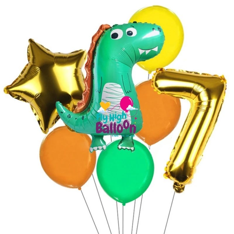 Jual [FHB] Set Green Dinosaur Cartoon with Star and Gold Number/HBD ...