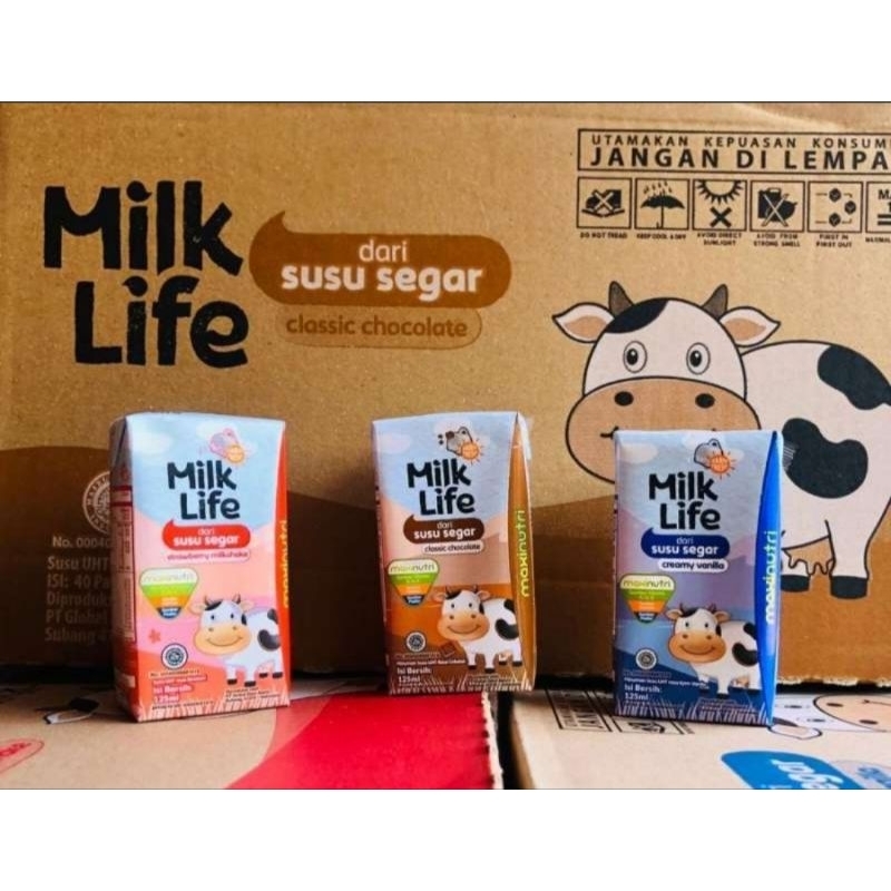 Jual Susu UHT Milk Life 115ml (40 + 5 pcs) Susu Milk Life BT21 Dus Susu ...