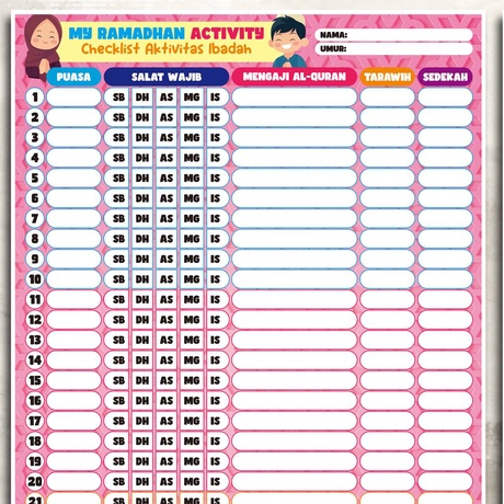 Jual POSTER EDUKASI - POSTER CHECKLIST RAMADHAN ACTIVITY - Checklist ...