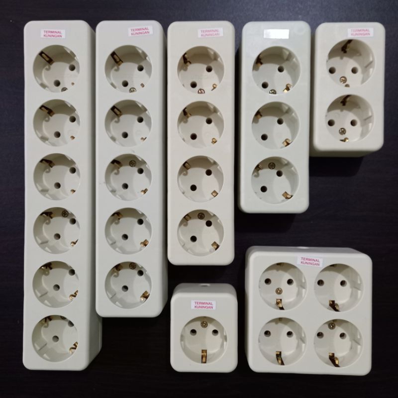 Jual Stop Kontak Arde Terminal Kuningan 1 2 3 4 5 6 Lubang ORIGINAL ...