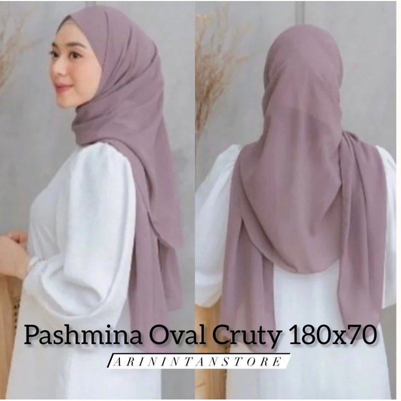 Jual Hijab Pashmina Oval Curve Cerutty Babydoll Premium 180x75cm Pashmina Kekinian// Jilbab ...