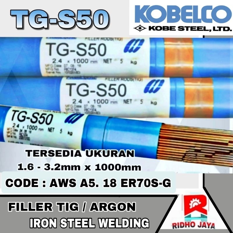 Jual Kawat Las Besi Tig Argon TG-S50 2.4 x 1000 mm Familiarc Kobelco 1Kg | Shopee Indonesia