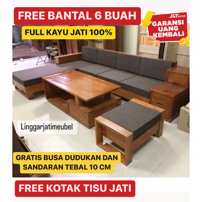 Jual Kursi Tamu Sudut Pojok L Kayu Jati Box Minimalis Modern Mewah ...