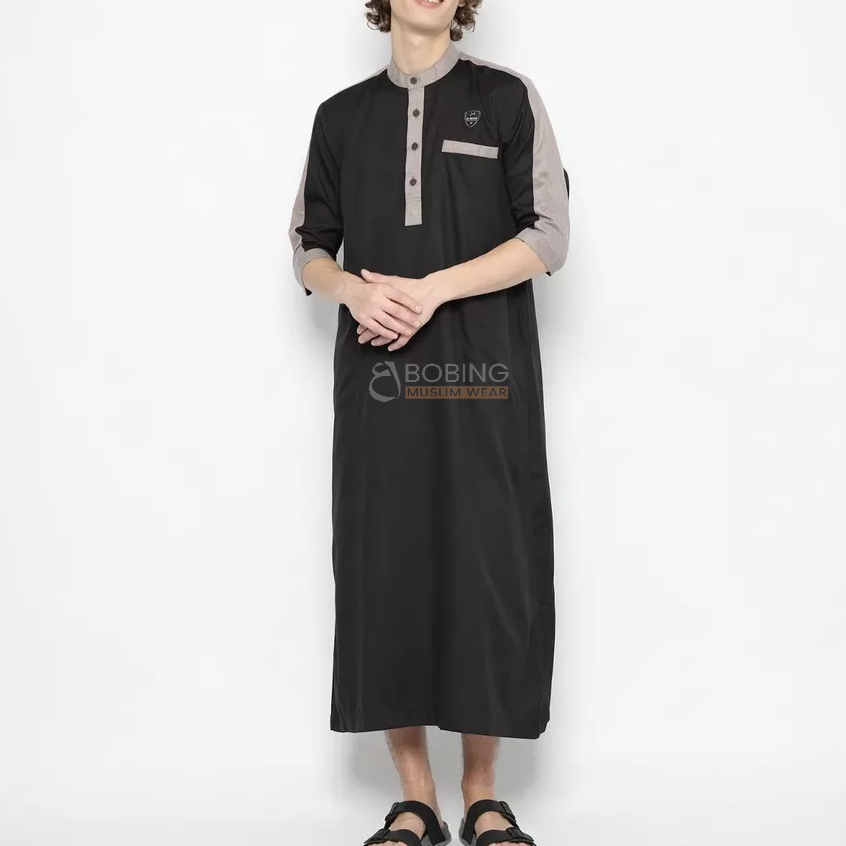 Jual Jubah Gamis Pria Lengan 3/4 Dewasa Katun Madinah Premium Al Muslim Kombinasi Warna Elegan ...