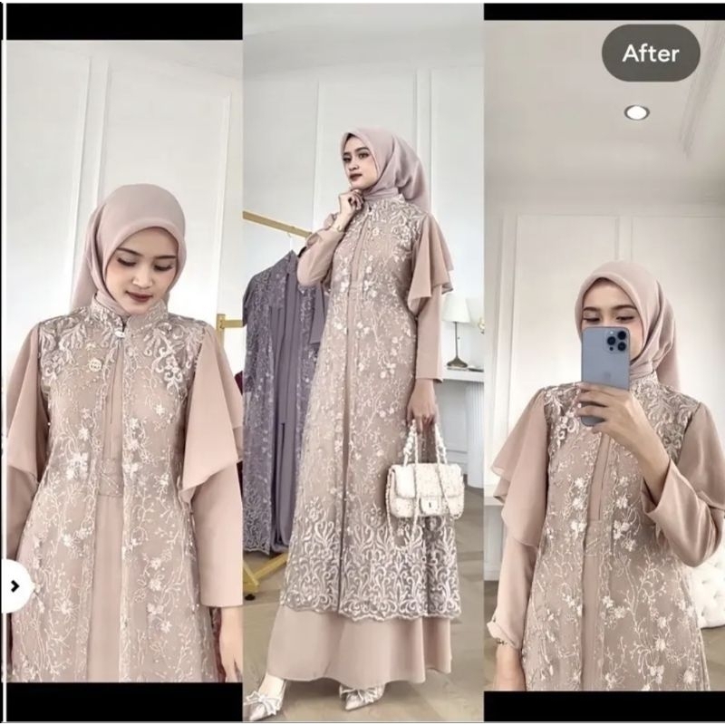 Jual Georgina Dress Lebaran Kondangan Inner Belt Outer L XL XXL Premium ...