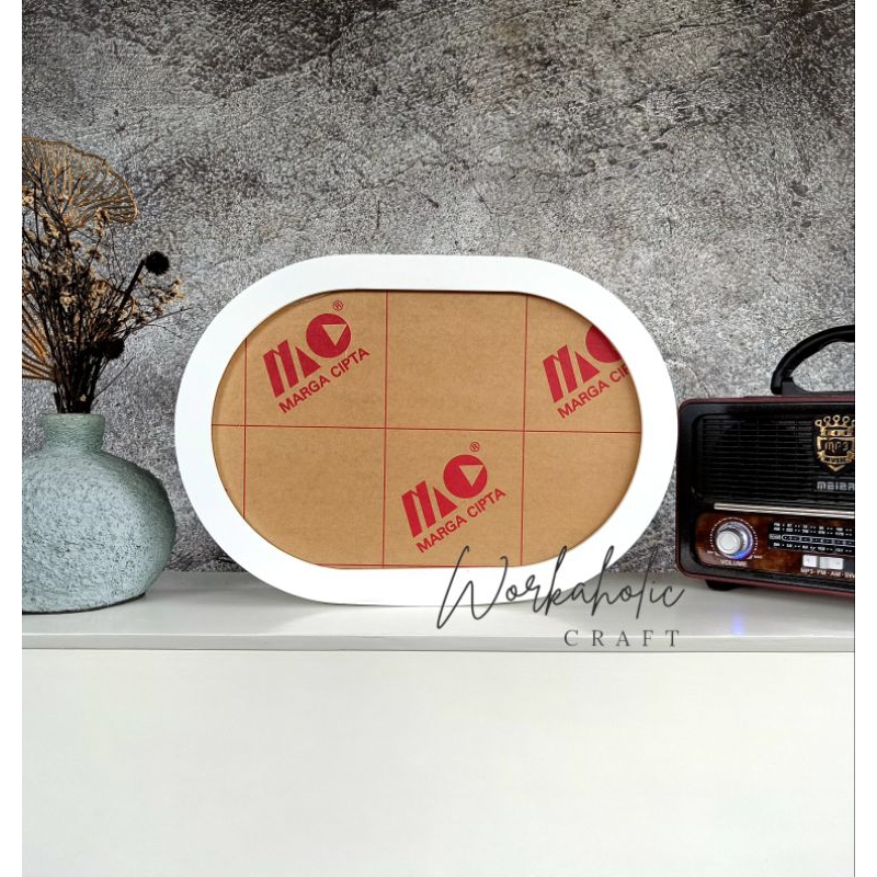 Jual Frame Pigura Putih Oval Akrilik Bahan Pajangan Dekorasi Mahar ...