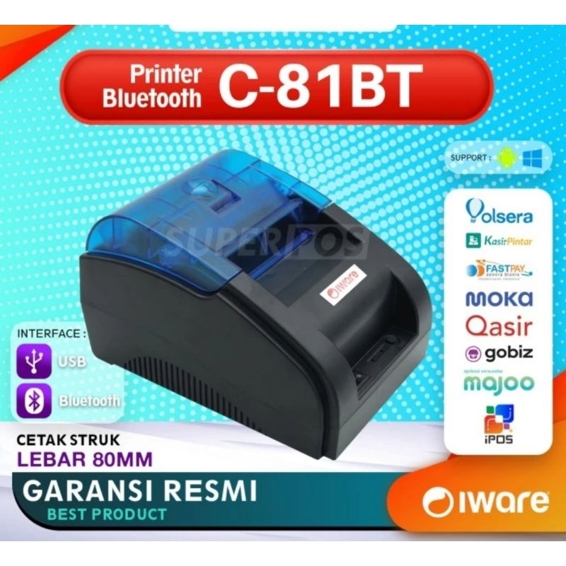Jual Printer Thermal POS Resi USB Bluetooth RJ11 80mm | Shopee Indonesia