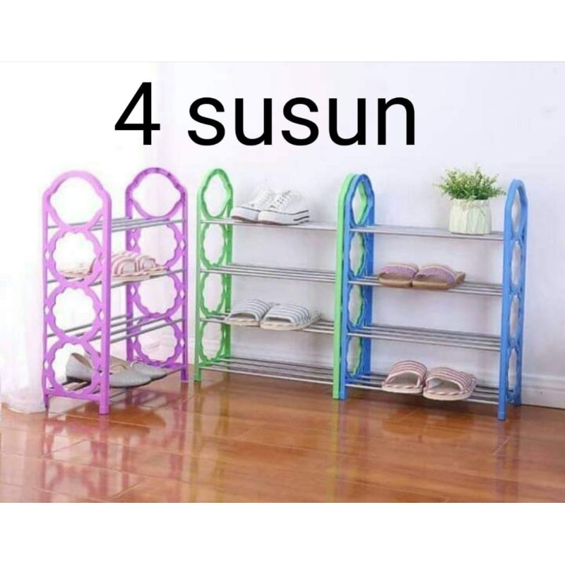 Jual Rak sepatu / sandal 4 susun stainless / rak minimalis | Shopee ...