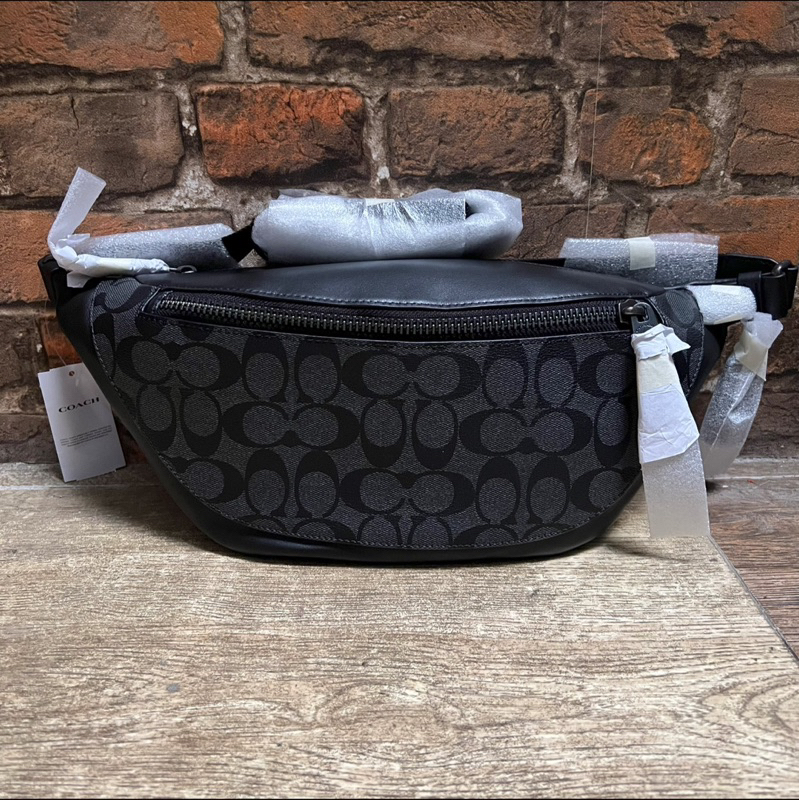 Jual Coach 78777 Warren Belt Bag Signature Charcoal Black (New With Tag ...