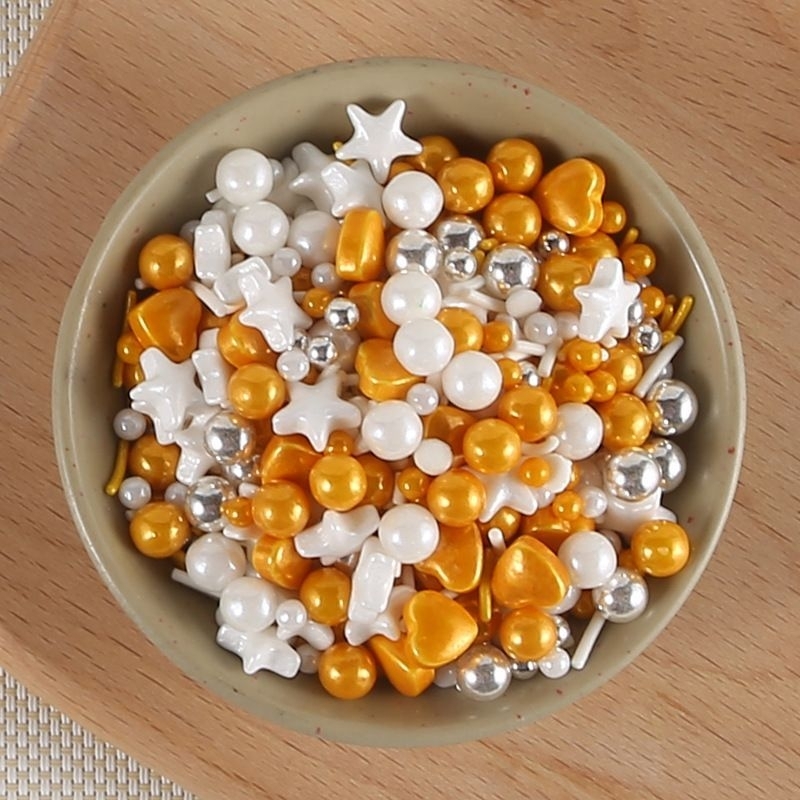 Jual SPRINKLE HIASAN KUE GULA WARNA MANIK MANIK MUTIARA GOLD PUTIH ...