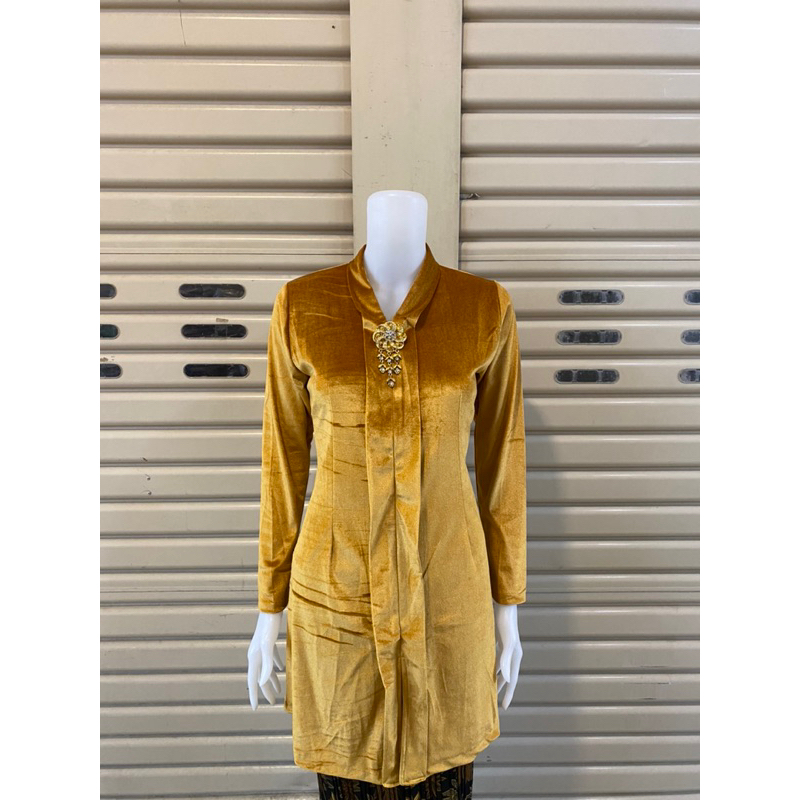 Jual Set Kebaya Tunik Bludru Premium Gold Murah / SET dan Atasan ...