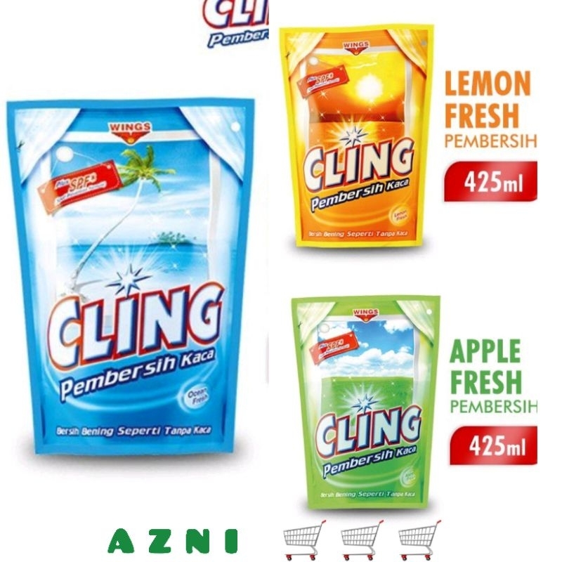 Jual CLING Pembersih Kaca Ocean/ Apel/ Lemon/ All Varian 425ML | Shopee ...