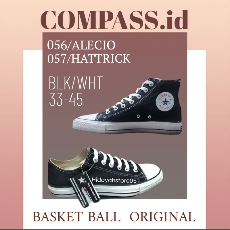 Jual Sepatu Compass id Original 056/Alecio 057/Hattrick Black White ...
