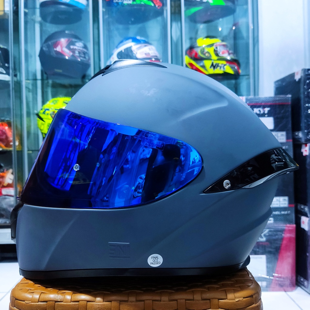 Jual HELM SNAIL FFS2 SOLID GREY DOFF FULL FACE VISOR IRIDIUM BLUE ...