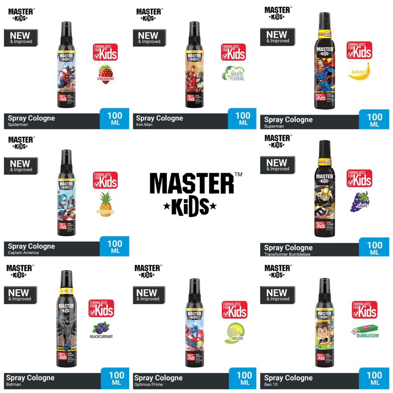 Jual MASTER KIDS Spray Cologne Parfum Superhero anak 100 ml | Shopee ...